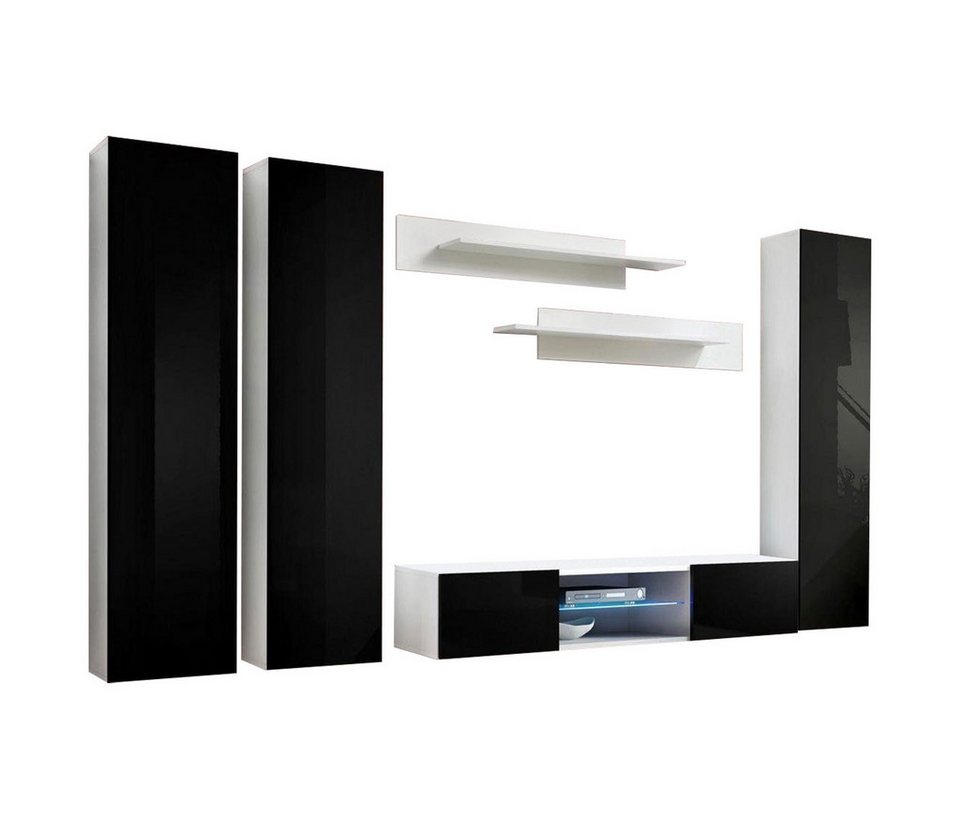 Jvmoebel Wohnzimmer Set Wohnwand Luxus Set 7tlg Wohnzimmer Hänge