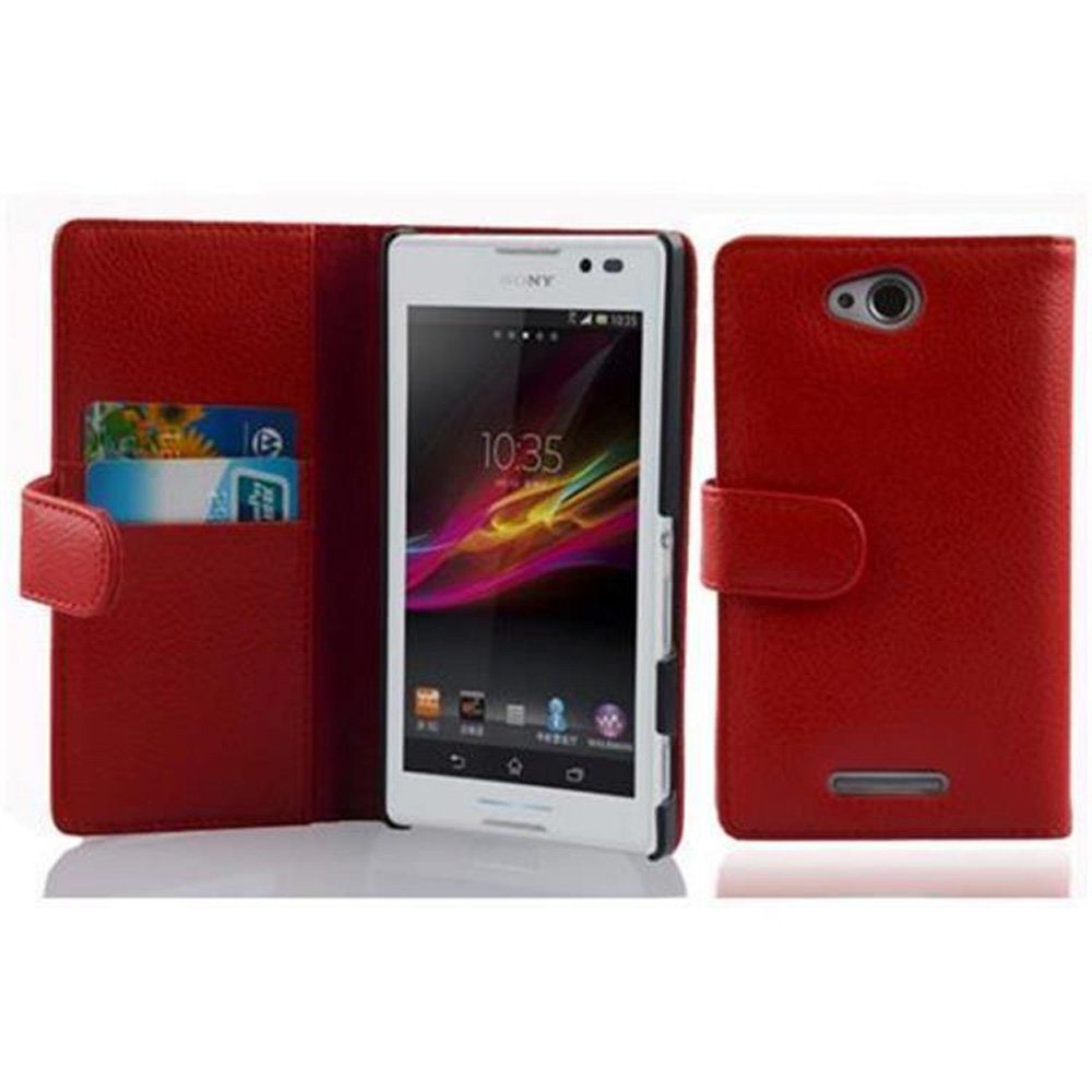 Cadorabo Handyhülle Book Struktur Sony Xperia C Klappbare Handy