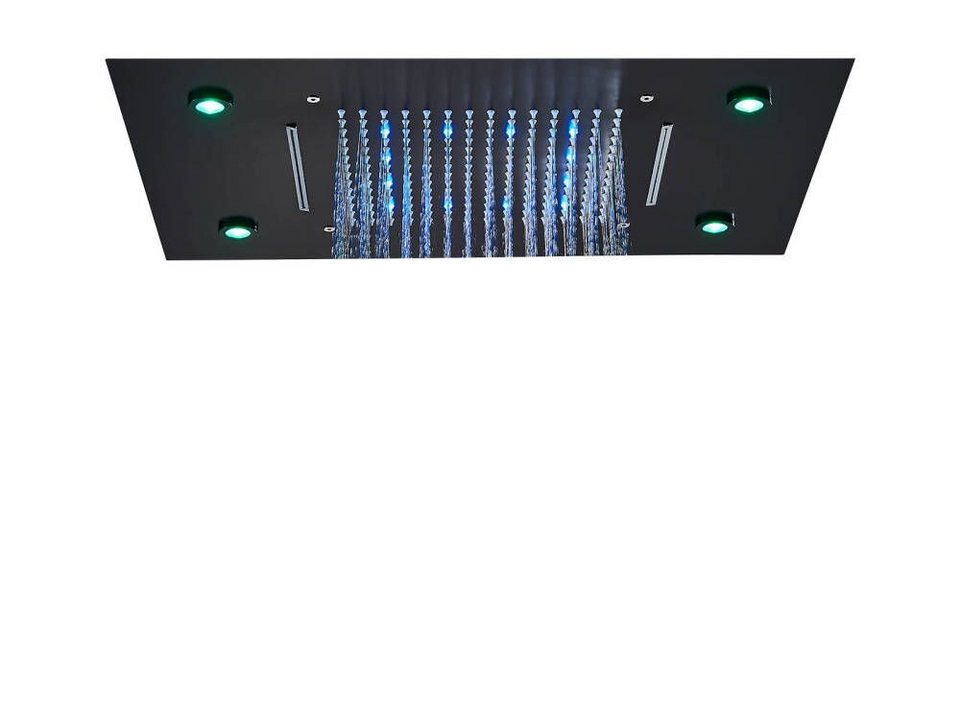Hevenaov Regenduschkopf Schwarz 49x35cm Led Duschkopf Regendusche