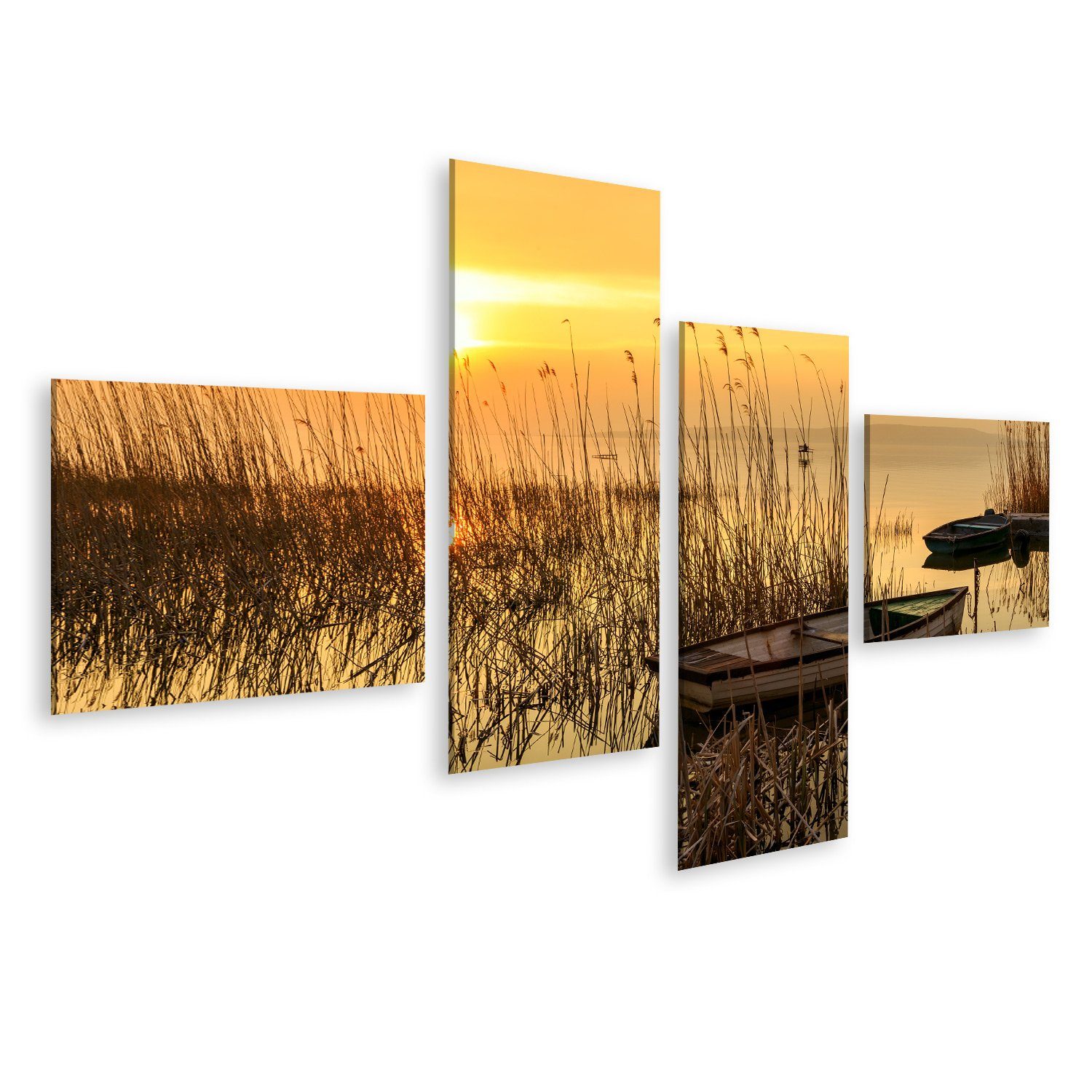 islandburner Leinwandbild Bild auf Leinwand Sonnenuntergang Balaton Boot Ungarn Wandbild Poster