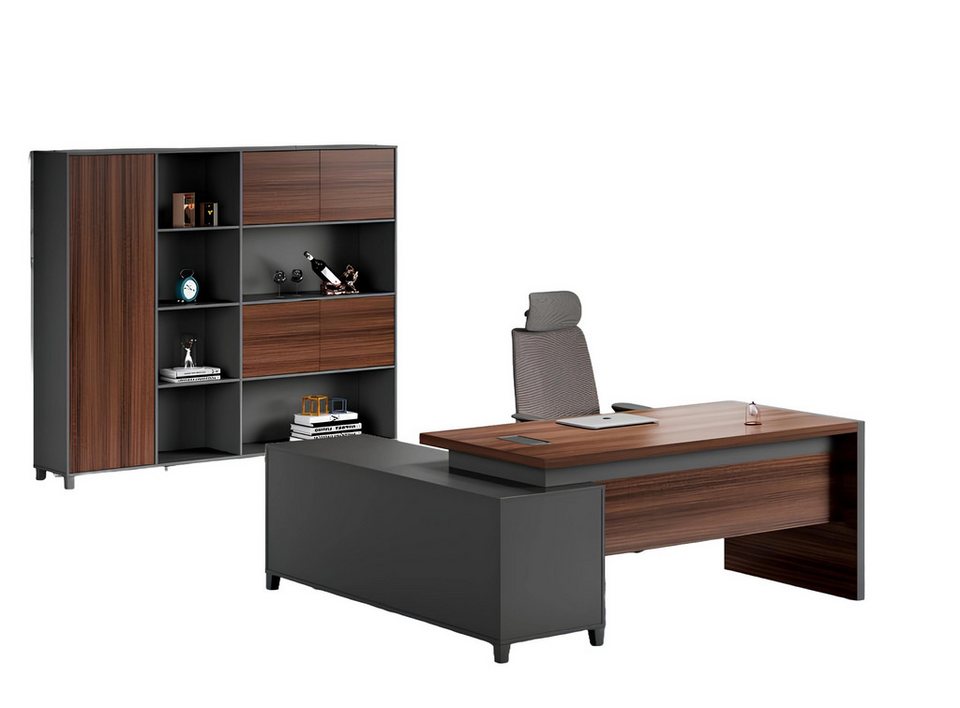 Jvmoebel Schreibtisch Schwarz Brauner Eckschreibtisch Designer