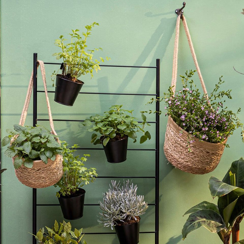 Home Trends24de Weidenkorb Hängekorb Pflanzkorb Korb Übertopf 2er Set