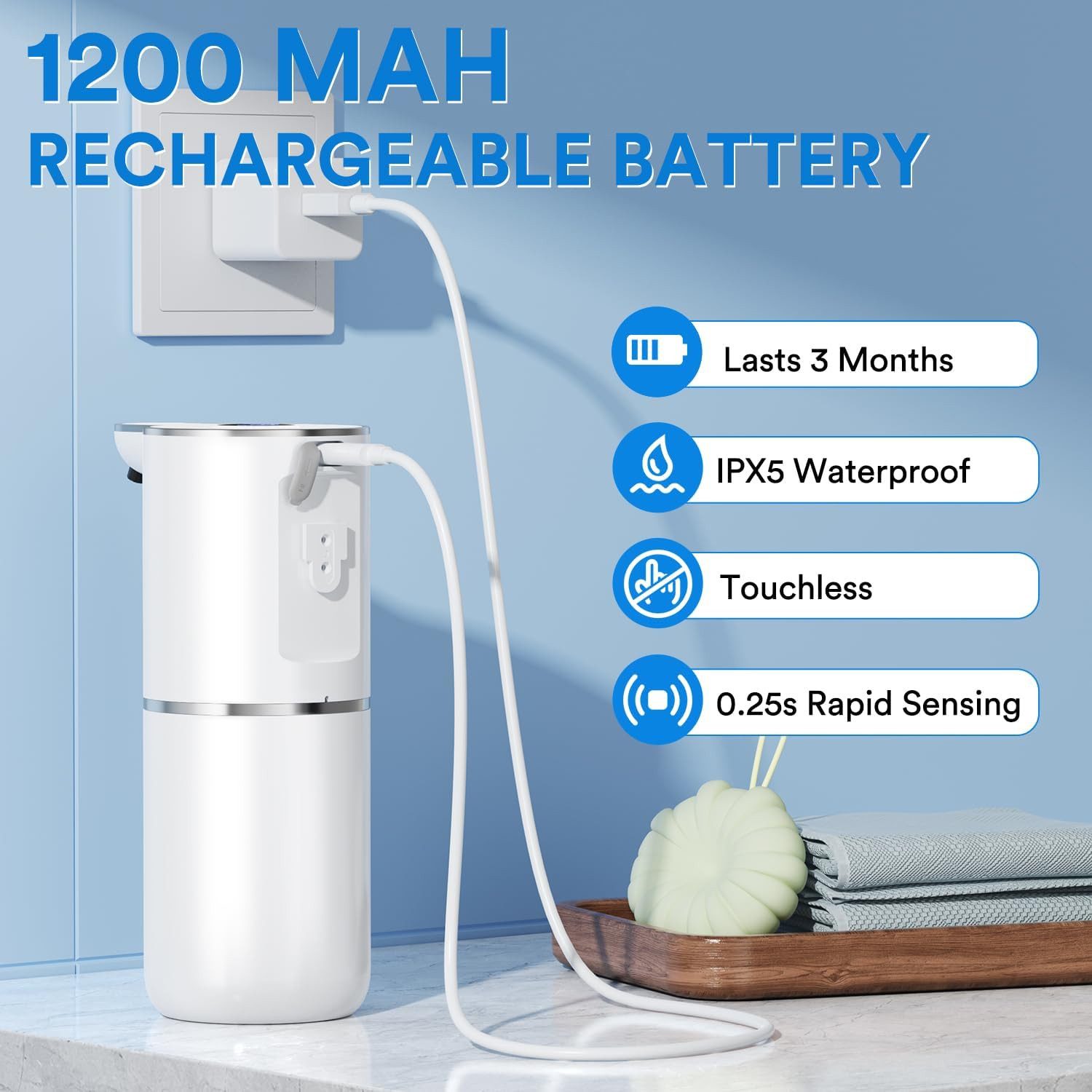 Forrlite Seifenspender Automatisch mit digitaler Anzeige, (380ml ...