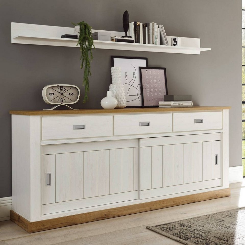 Lomadox Sideboard Osimo 61 Und Wandboard Osimo 61 In Pinie Weiß Mit