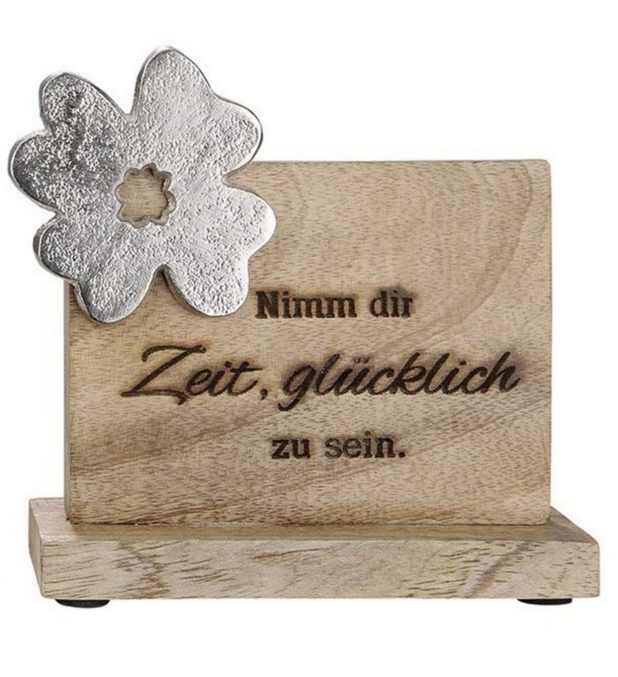 Gilde Dekoobjekt Edler Glueck Aufsteller Mangoholz Und Metall