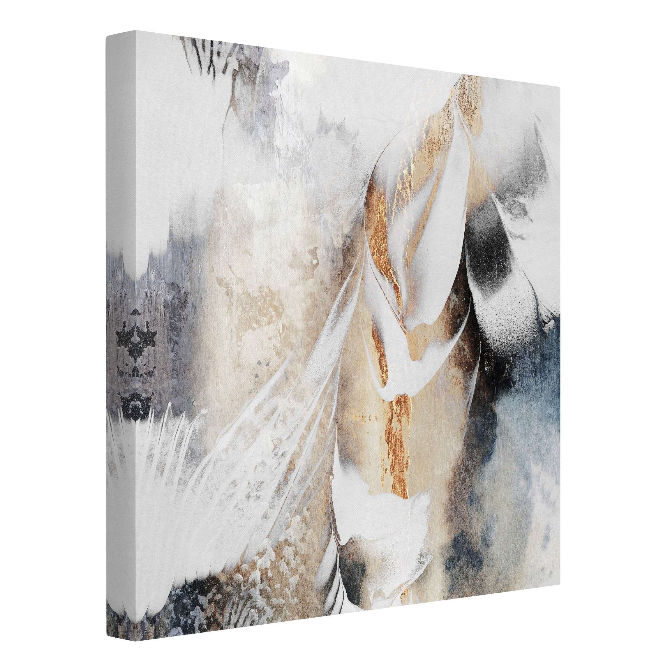 Bilderdepot24 Leinwandbild Kunstdruck Goldene abstrakte Malerei gold Bild auf Leinwand Groß XXL ...