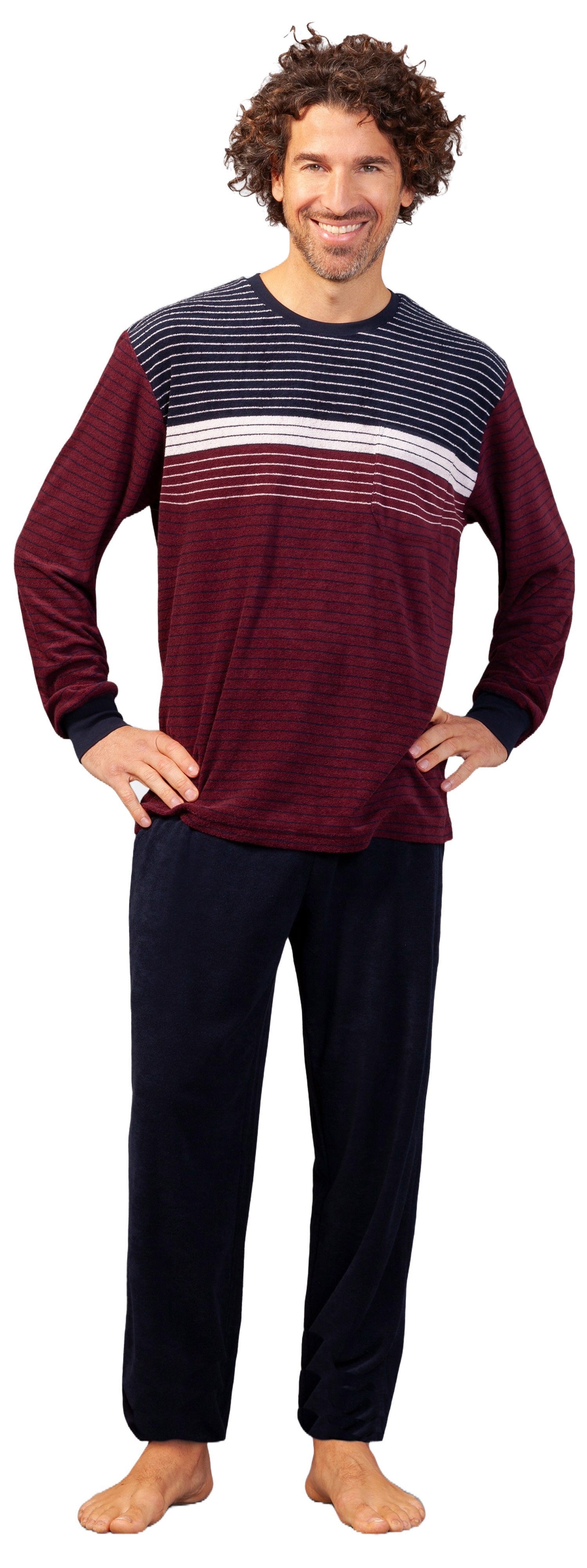 Hajo Schlafanzug Herren Frottee Pyjama Lang 2 Tlg Kuschelige Qualität