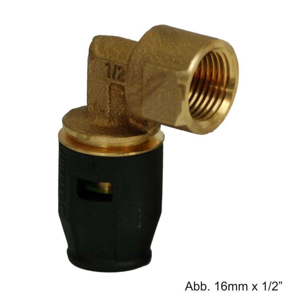 GEBERIT Wasserrohr Geberit PushFit Übergangswinkel 20mm x 1/2" IG, 90° Rotguss