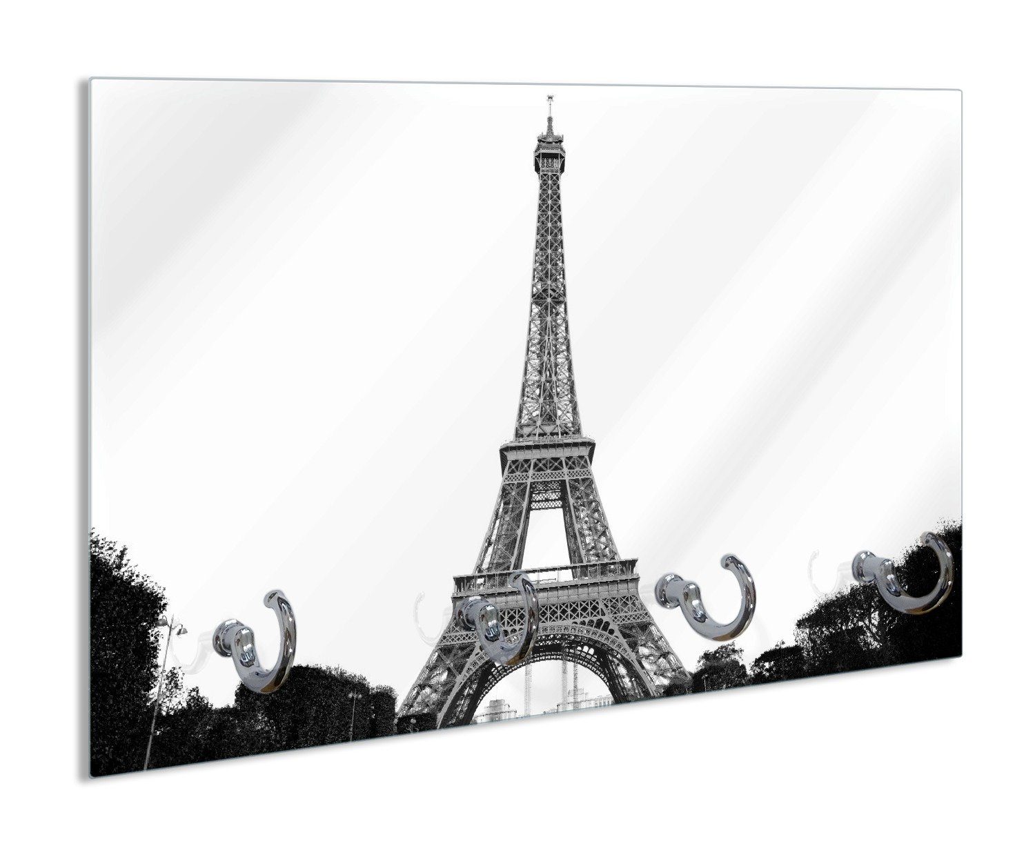 Wallario Schlüsselbrett Eiffelturm In Paris Schwarz Weiß Inkl