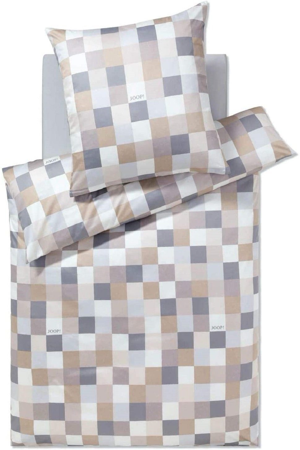 JOOP! Bettwäsche Joop! Mako-Satin Bettwäsche 155x220 Mosaic Relaunch sand 4092-7, Mako-Satin, 2 ...