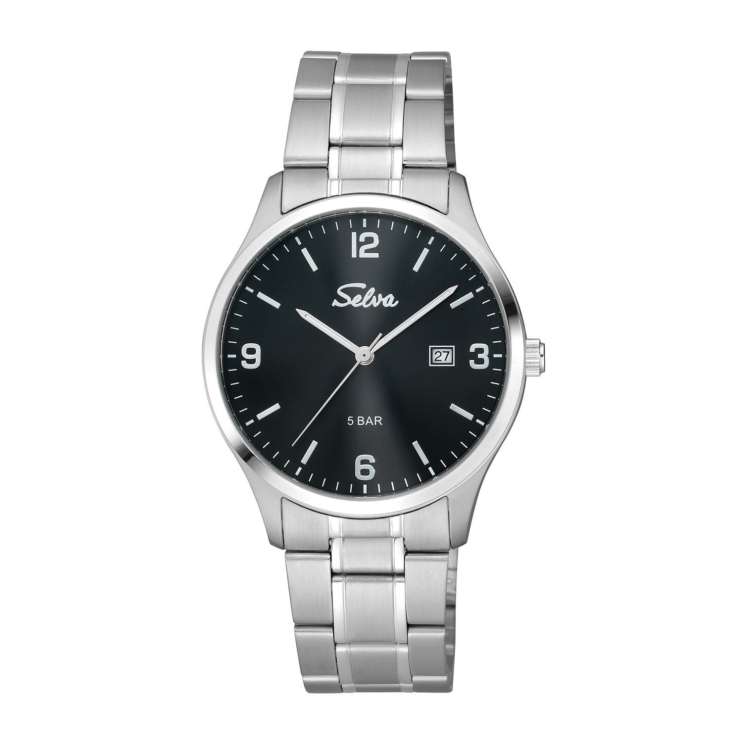 Selva Technik Quarzuhr SELVA Quarz-Armbanduhr mit Edelstahlband ...