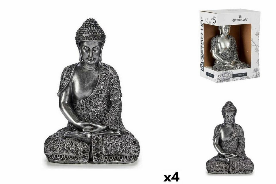 T Decor Dekoobjekt Deko Figur Buddha Sitzend Silberfarben 17 X 325