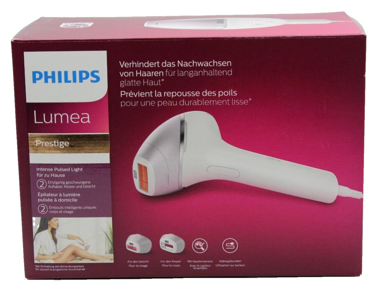 Philips IPL-Haarentferner Lumea Prestige BRI944/00 8000 Series, 450.000 Lichtimpulse ...
