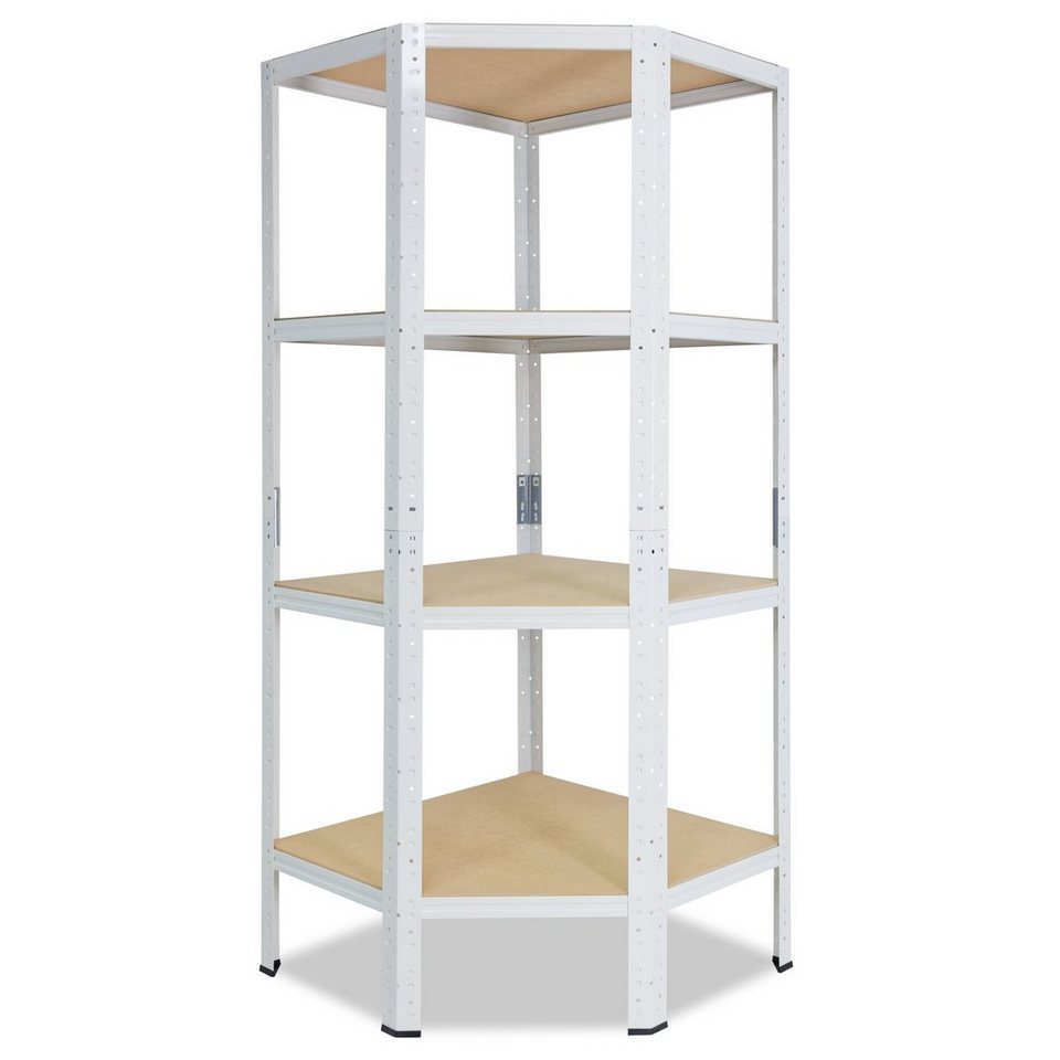 shelfplaza Eckregal HOME, 155x80x50cm weiß, Metall Eckregal stehend mit ... shelfplaza Eckregal HOME, 155x80x50cm weiß, Metall Eckregal stehend mit ...