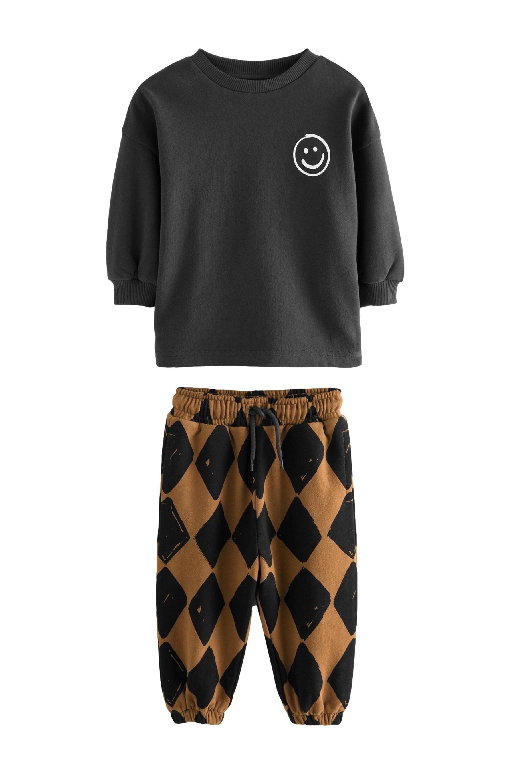 Next Sweatanzug Gemusterte Jogginghose Und Sweatshirt Im Set 2 Tlg