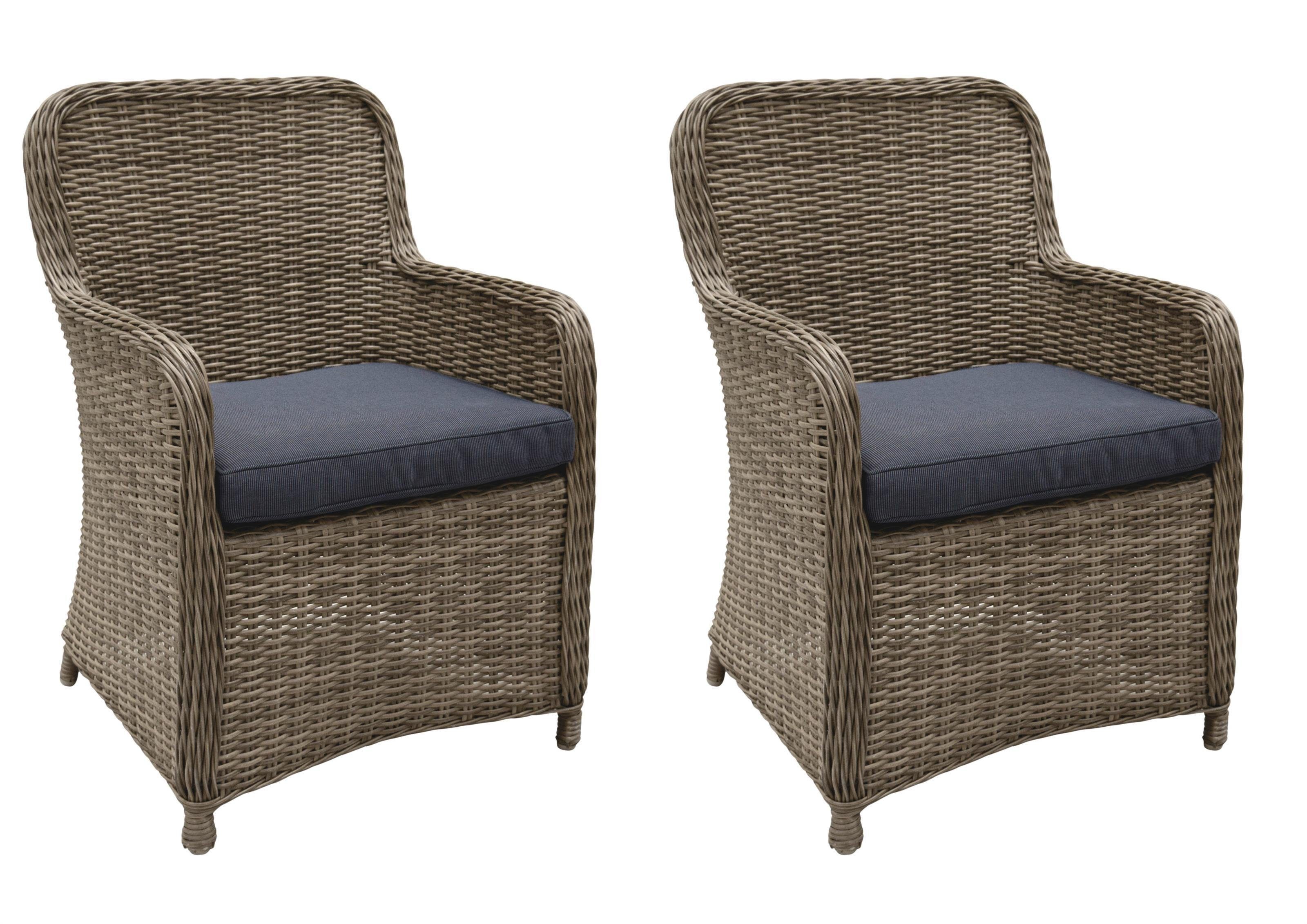 bellavista - Home&Garden® Gartensessel Ria Sessel 2-er Set braun mit Sitzkissen (Set), 2x ...