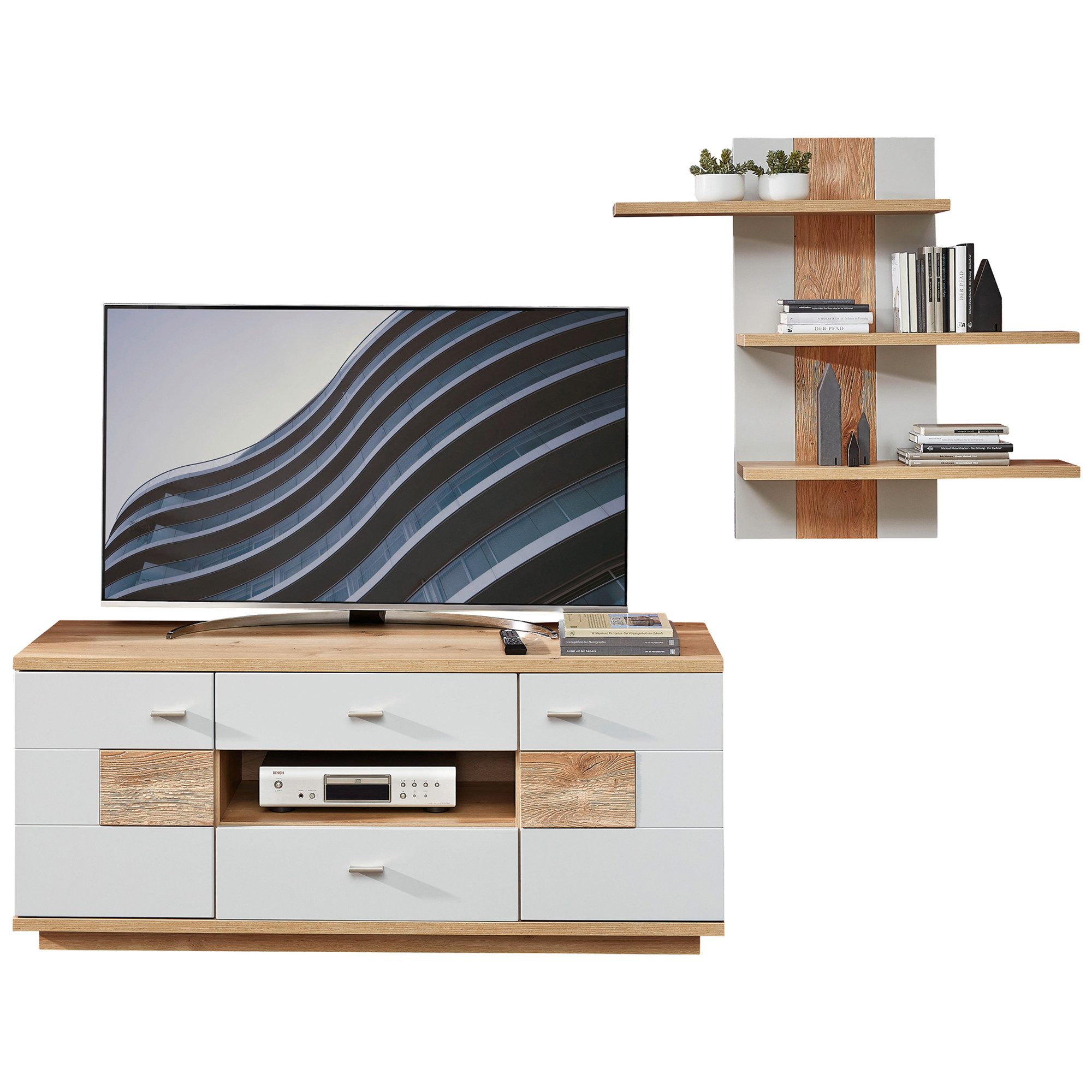 Expendio Wohnwand Valente 32 Spar Set 2 St Lichtgrau Matt Old
