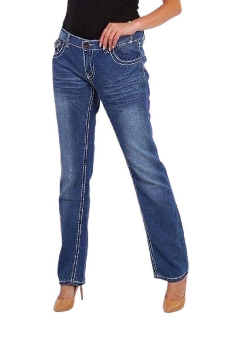 BENK Schlagjeans Jeans Damen Skinny Jeans Flap Pocket dicke Nähte Jeanshose