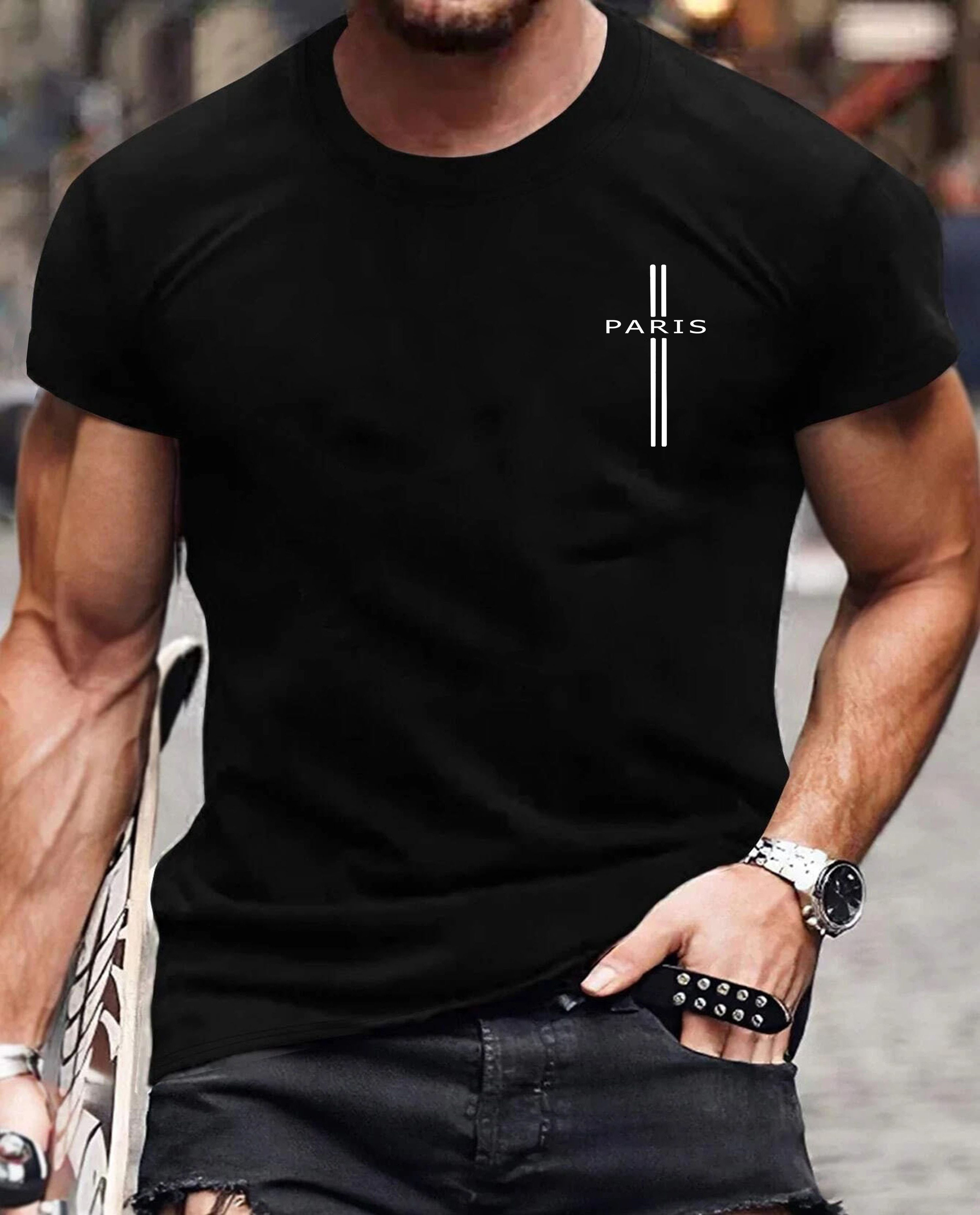 RMK T-Shirt Herren Shirt Rundhals Basic "PARIS France" aus Baumwolle