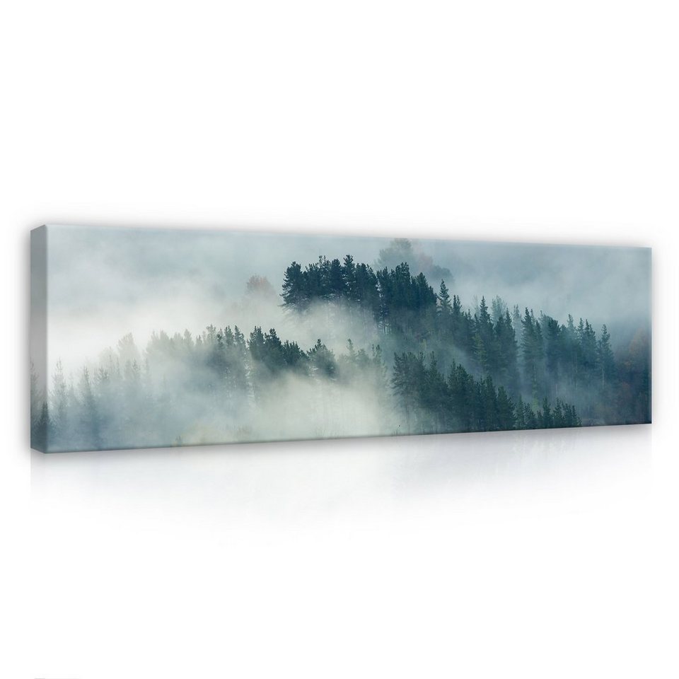 Wallarena Leinwandbild Wald Im Nebel Berge Natur Wandbild Xxl