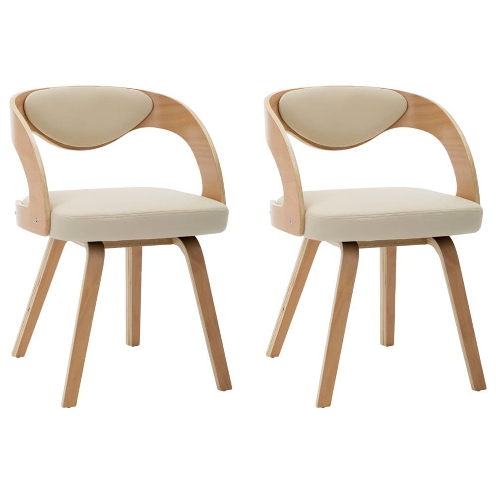 Dotmall Esszimmerstuhl Esszimmerstühle 2 Stk Creme Gebogenes Holz Und