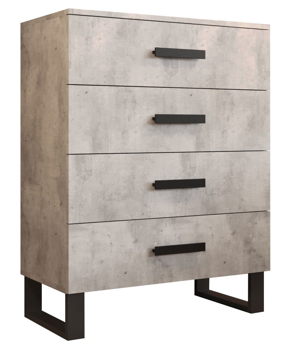 Feldmann Wohnen Kommode Loft 1 St 80x40x105cm Beton Schwarz 4