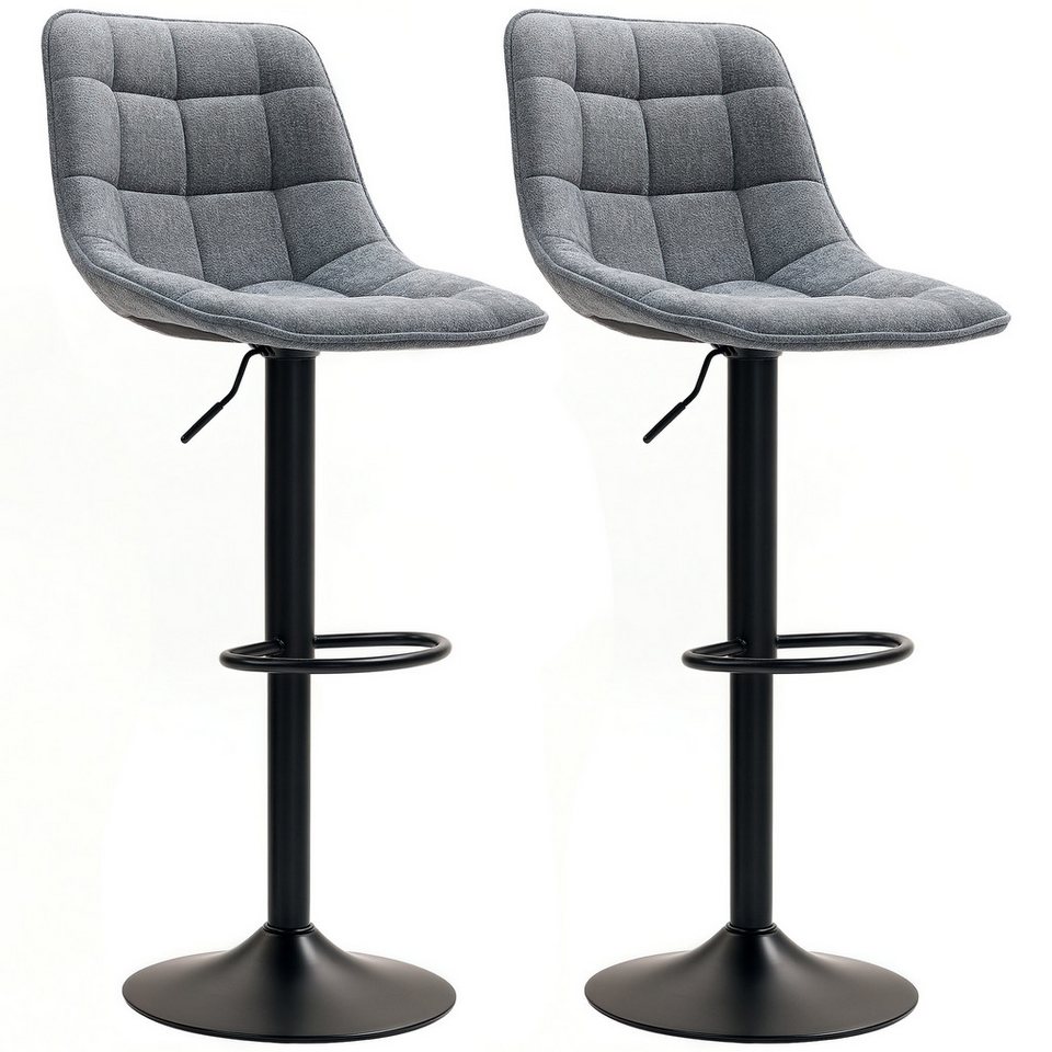 Homcom Barhocker Mit Lehne Stahlgestell Chenille Optik