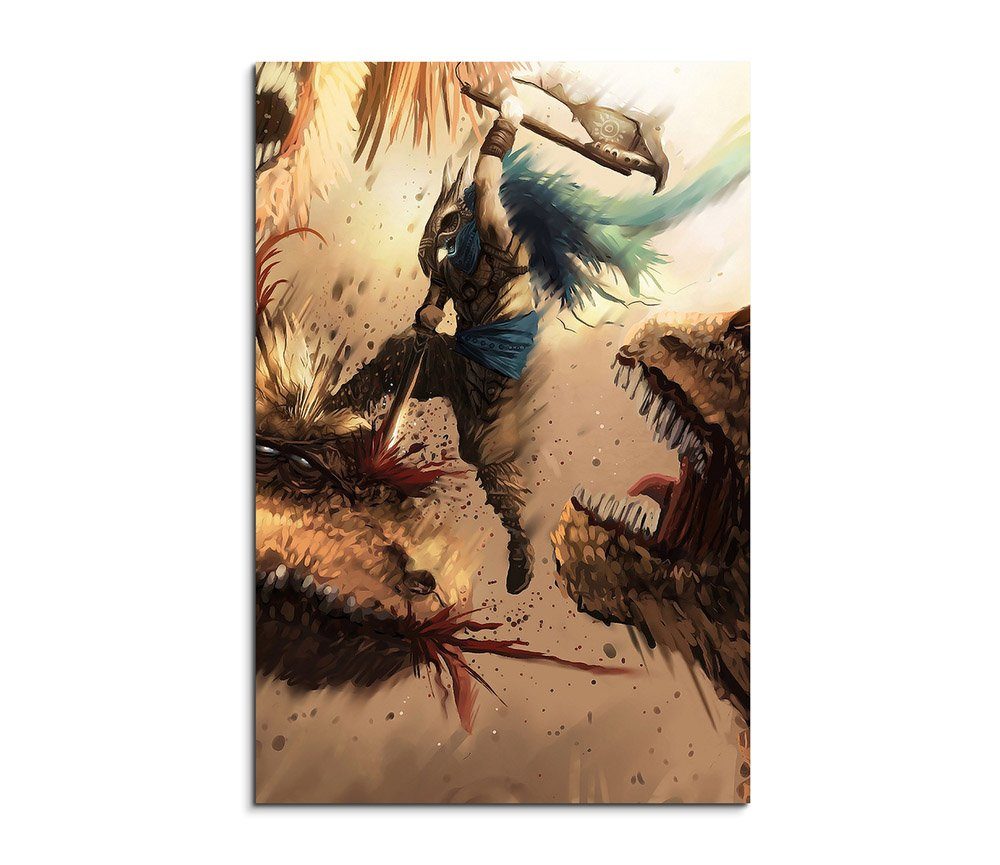Sinus Art Leinwandbild Monsters Fight 90x60cm
