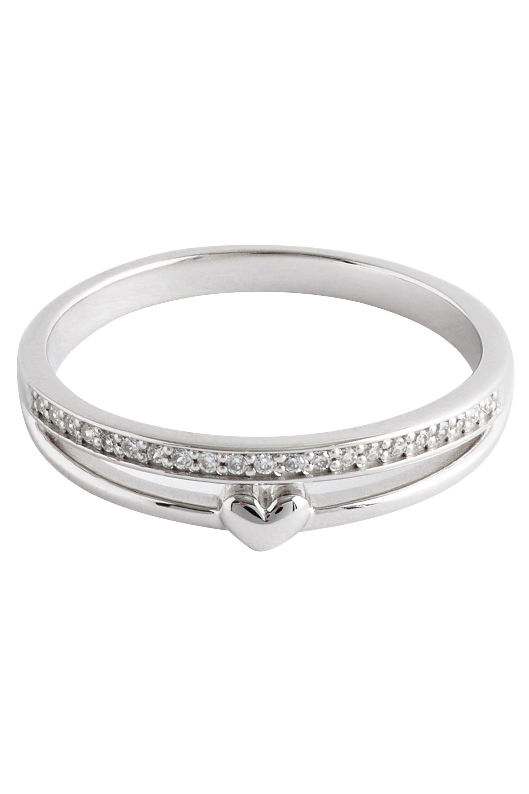 Next Fingerring Doppelter Bandring mit Herz (1-tlg)