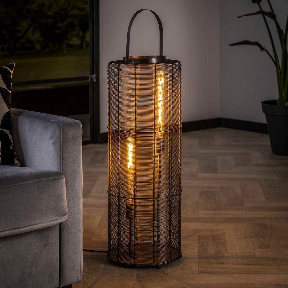Famlights Stehlampe Stehleuchte Levi In Altsilber E27 2 Flammig