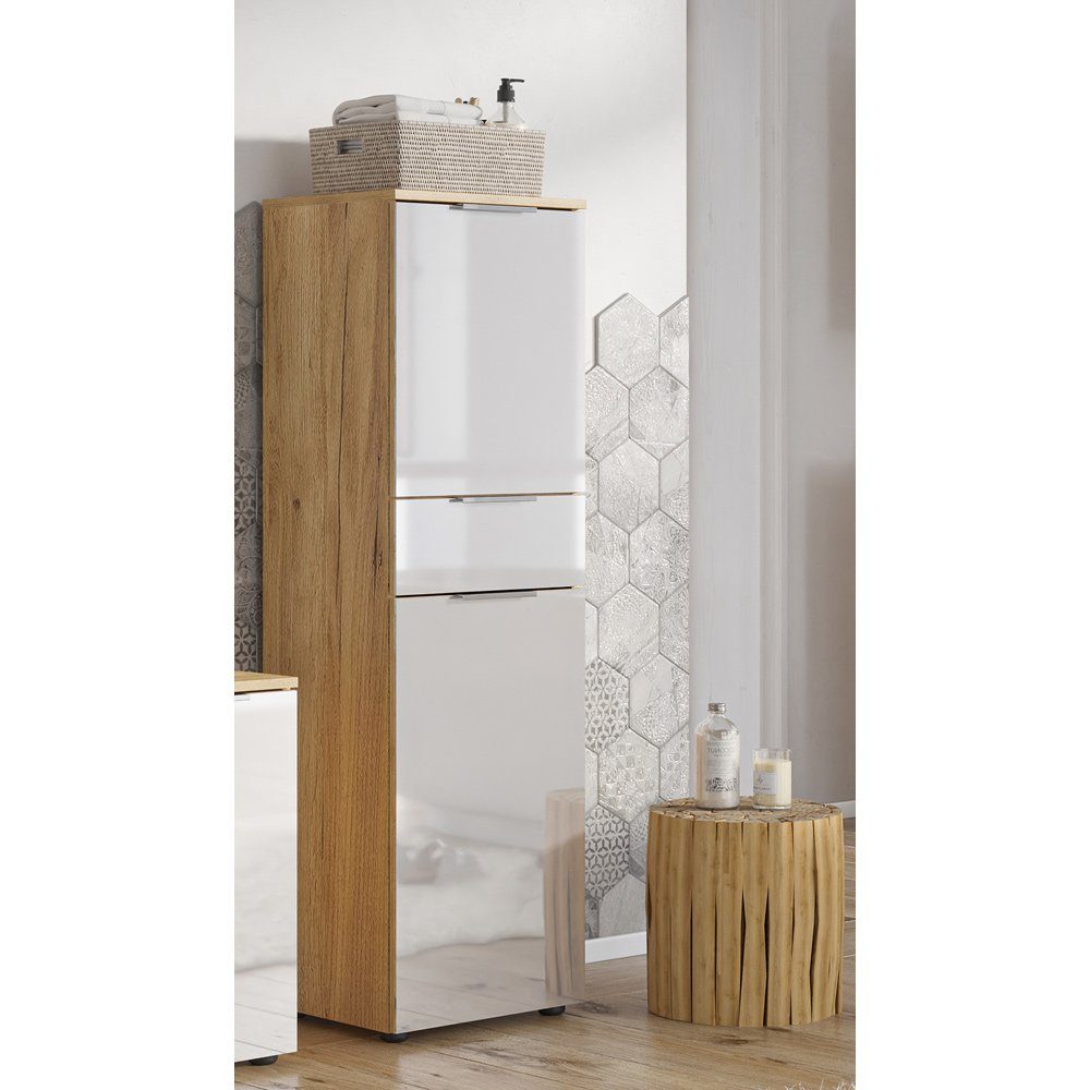 Lomadox Hochschrank Avanos 01 Badschrank In Navarra Eiche Nb Mit