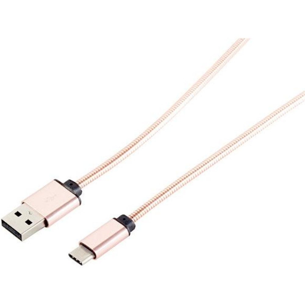 Sertronics USB-C 2.0 Metallkabel A Stecker USB C Stecker 1,0m - Farbe: Roségold USB-Ladegerät