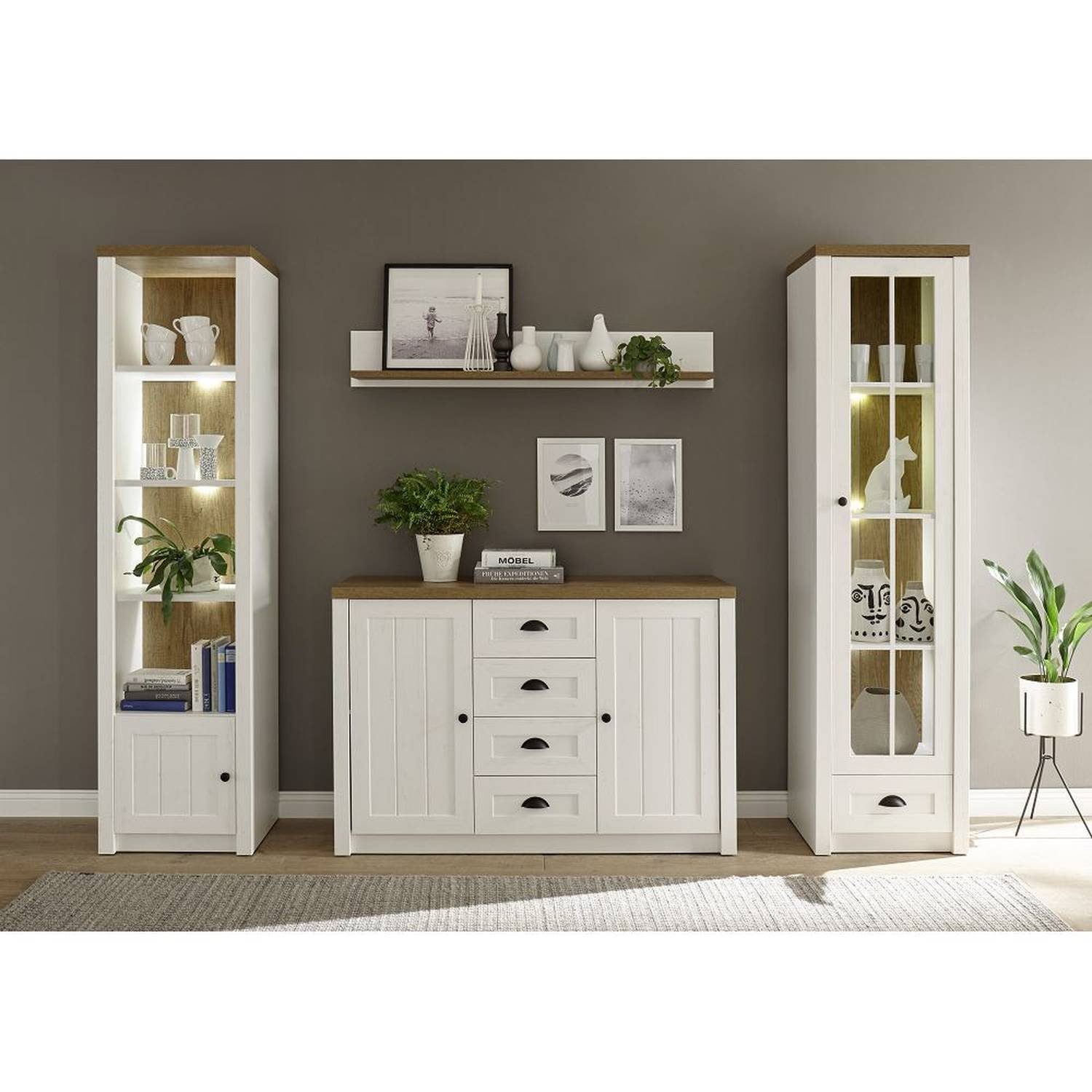 Lomadox Wohnwand Pisa 61 2 Tlg Wohnzimmer Anbauwand Im
