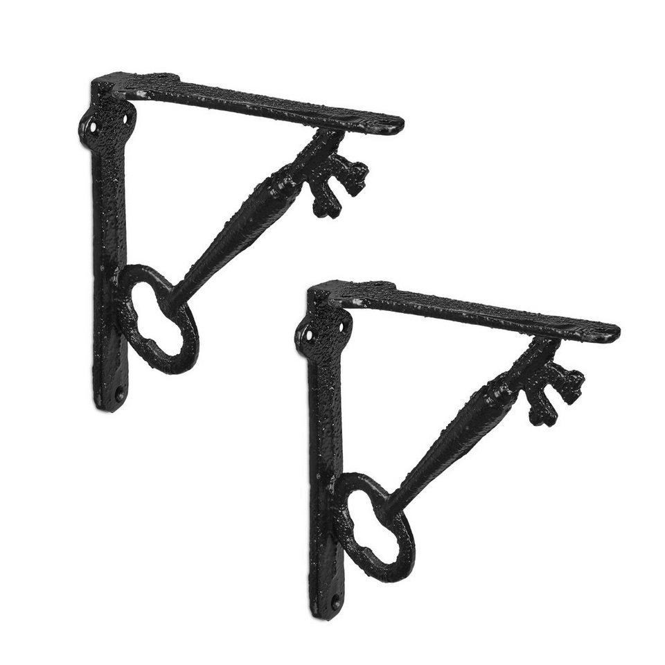 Relaxdays Wandregalhalter Regalwinkel 2er Set Schlüssel Schwarz