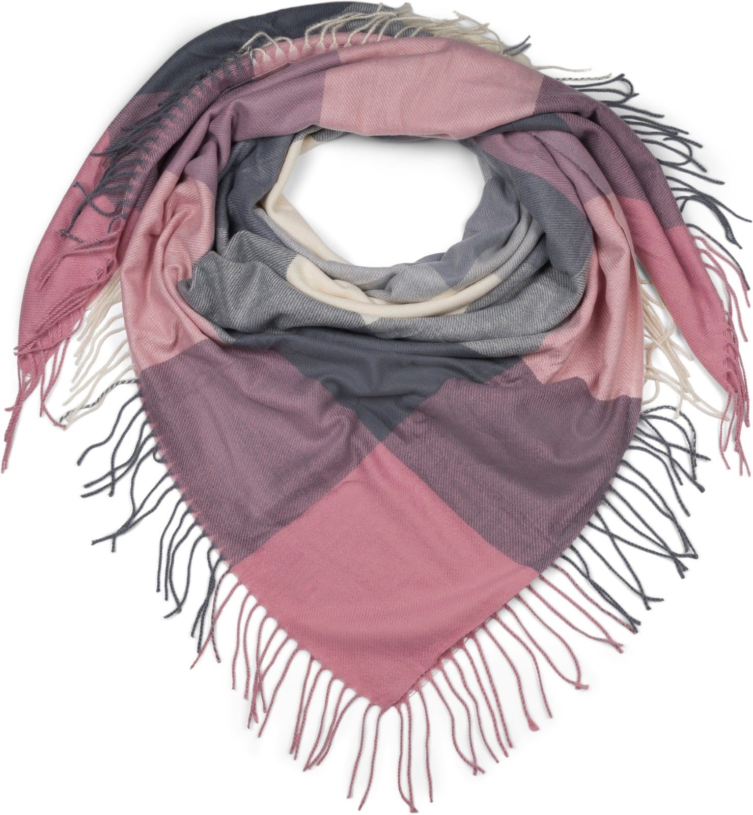 styleBREAKER XXL-Schal XXL Deckenschal mit Karo Muster und Fransen, (1-St)