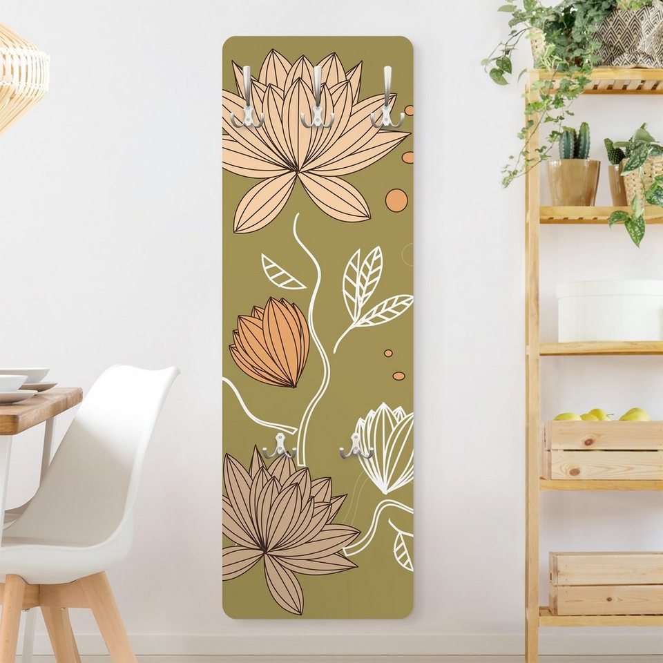 Bilderdepot24 Garderobenpaneel Design Blumen Floral Kunst Muster Art