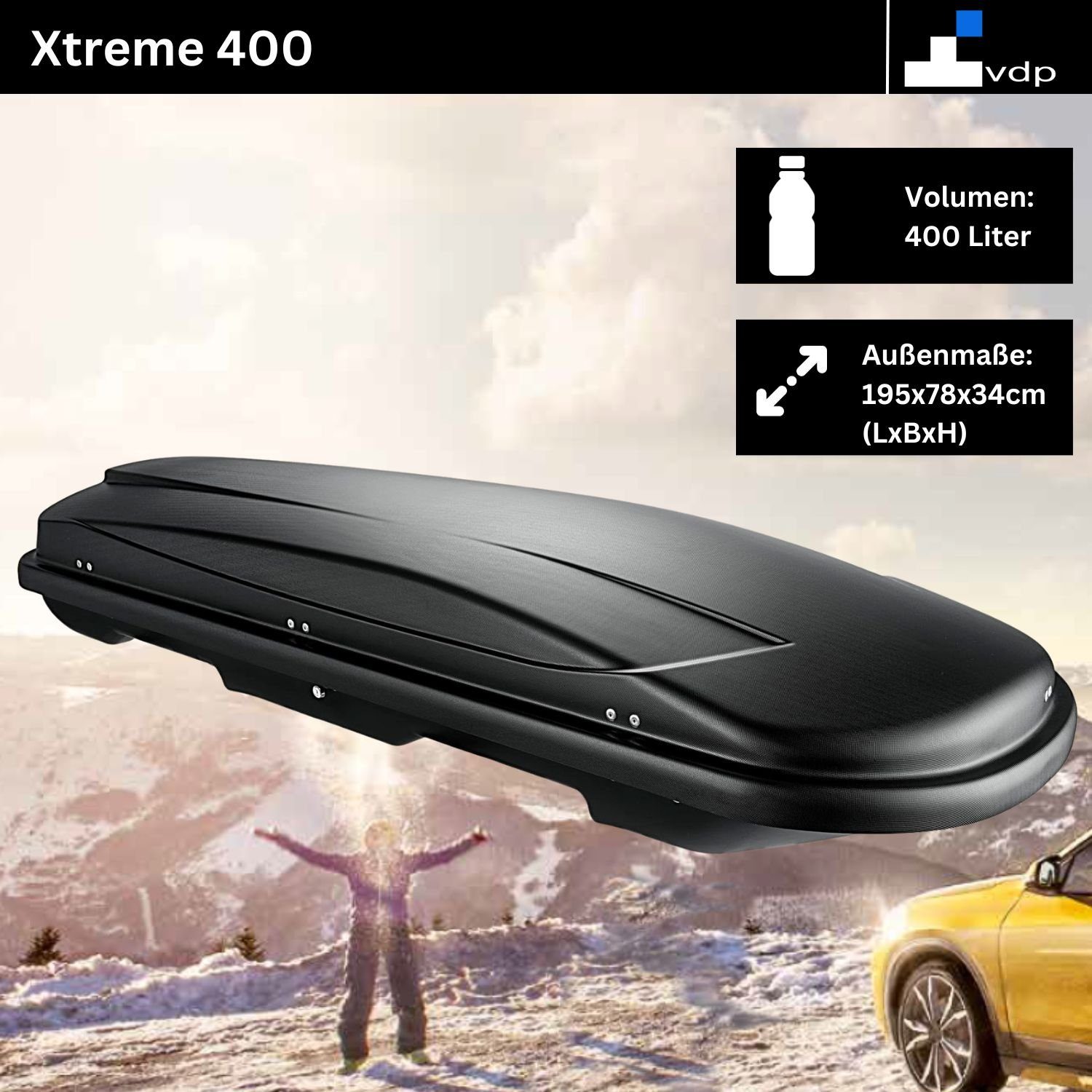 VDP Dachbox, (Winterausrütung mit der Skibox sicher geschützt), Xtreme ...