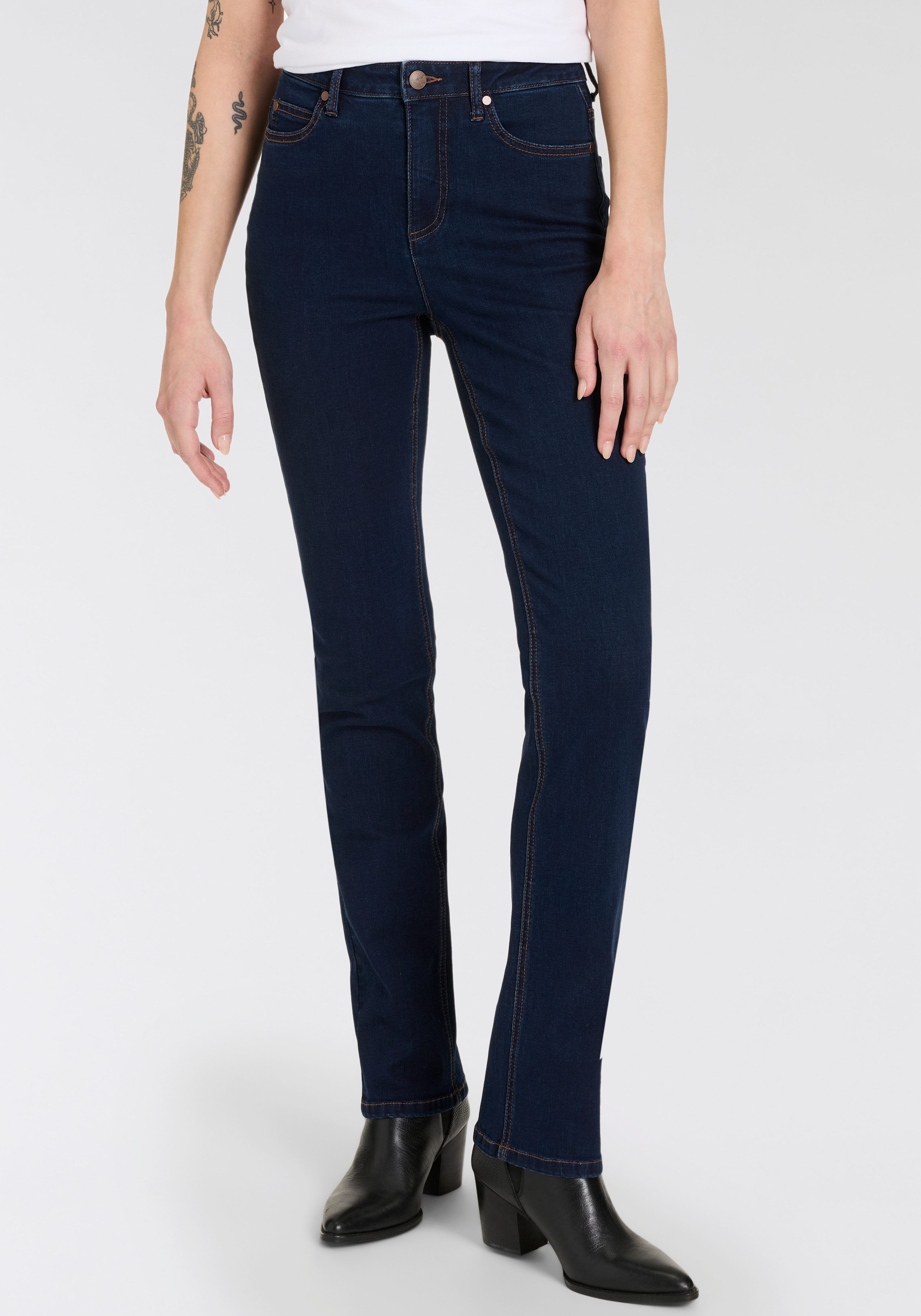Arizona Gerade Jeans Ultra-Stretch Used-Look-Waschung