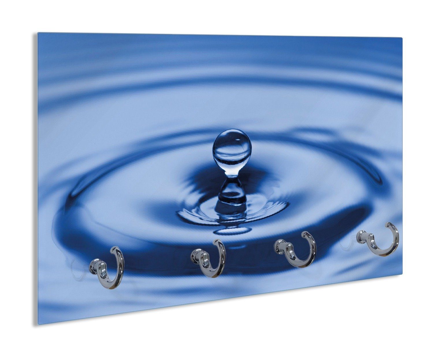 Wallario Schlüsselbrett Wassertropfen Im Blauen Wasser Inkl