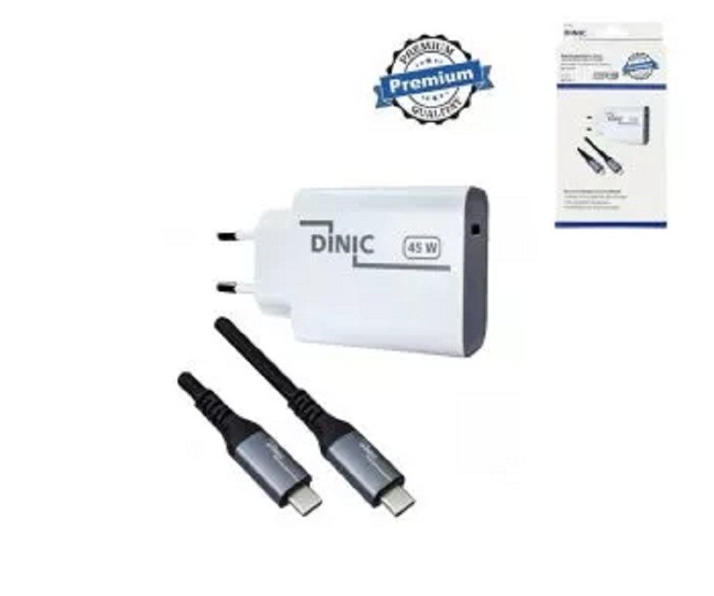 DINIC DINIC Ladegerät (USB-C) 45W + USB-C auf USB-C Kabel, 2 m, Weiß/Schw... Smartphone-Ladegerät