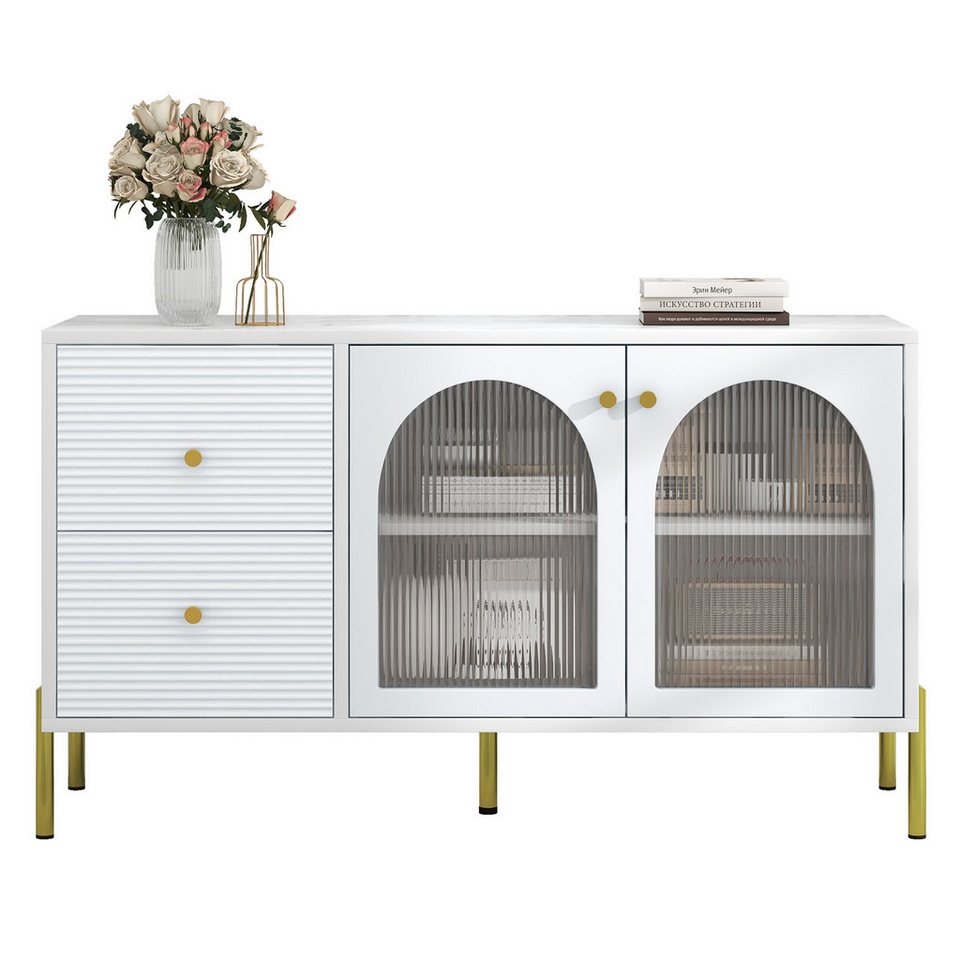 Merax Sideboard Mit 2 Schubladen Und 2 Türen Kommode Mit Verstellbaren