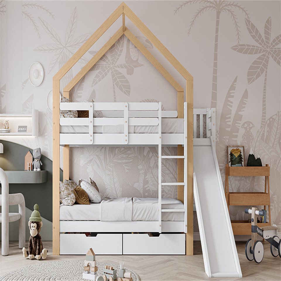 Xdeer Etagenbett Etagenbett Mit Rutsche Und Dreistufiger
