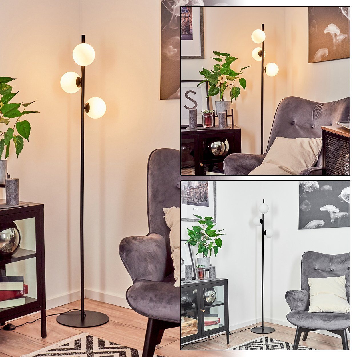 Hofstein Stehlampe Moderne Stehlampe Aus Metallglas In Schwarz