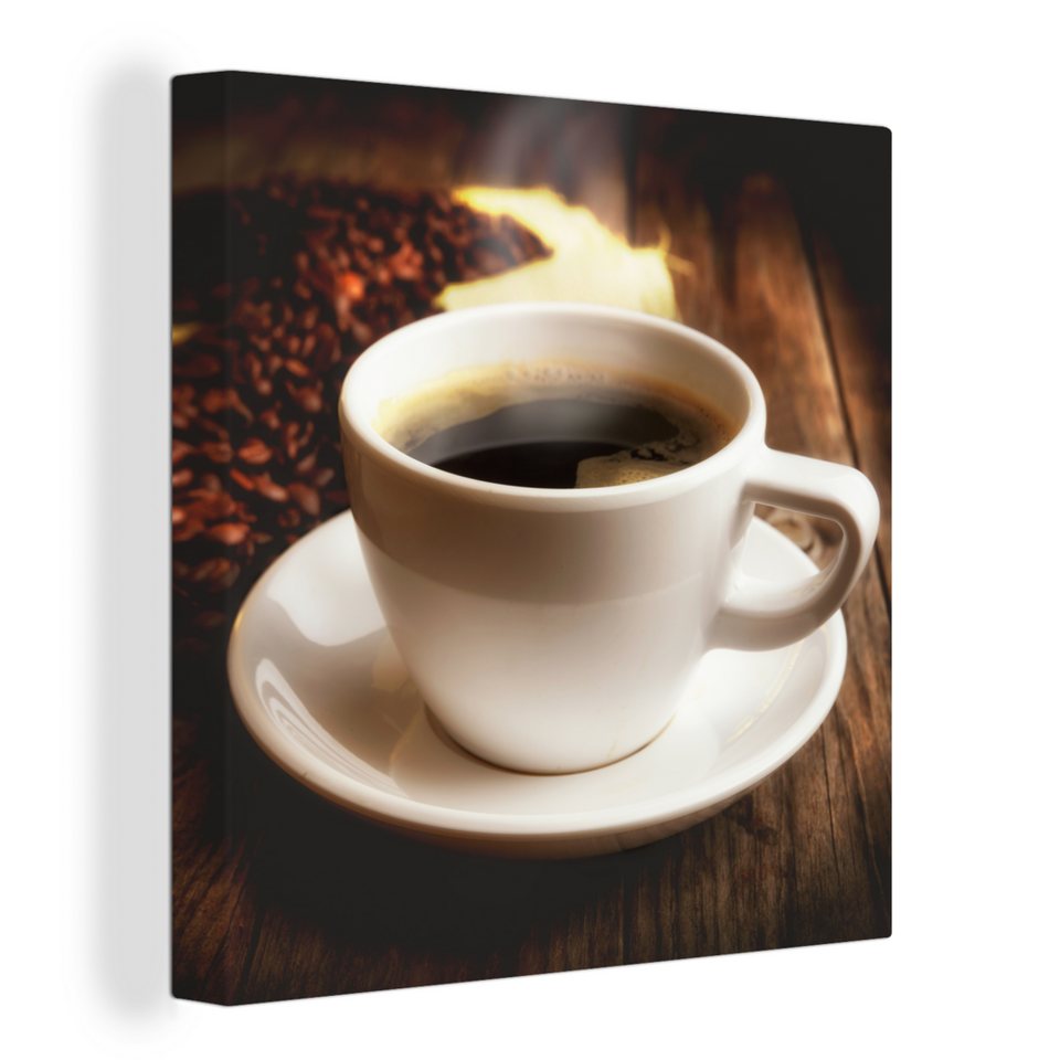 Onemillioncanvasses® Leinwandbild Eine Heiße Tasse Kaffee Mit