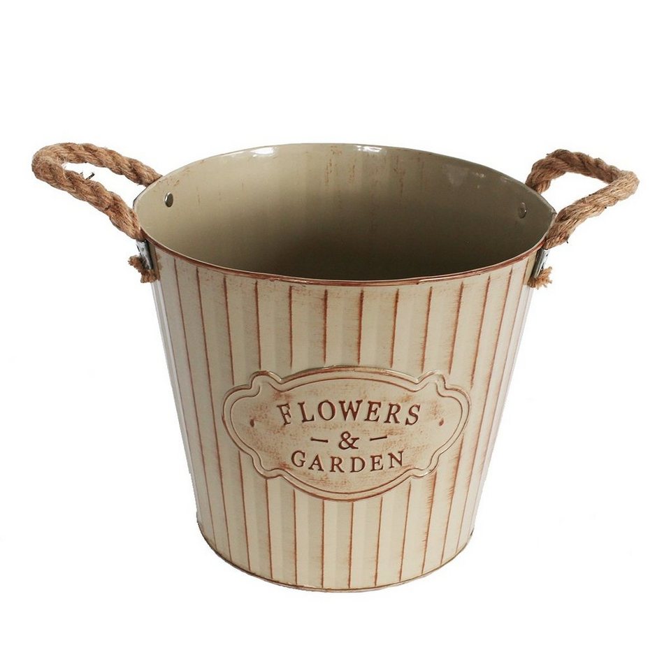 Colourliving Blumentopf Pflanztopf Diamond Zinktopf Ø 22 Cm Beige