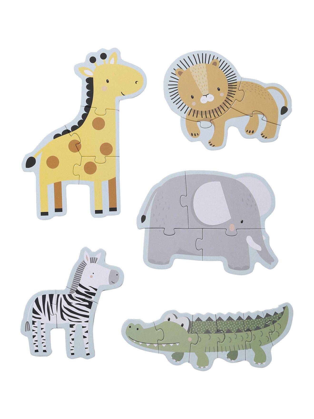 vertbaudet Puzzle 5er-Set Lernpuzzles TANSANIA, 3-6 Teile, Puzzleteile