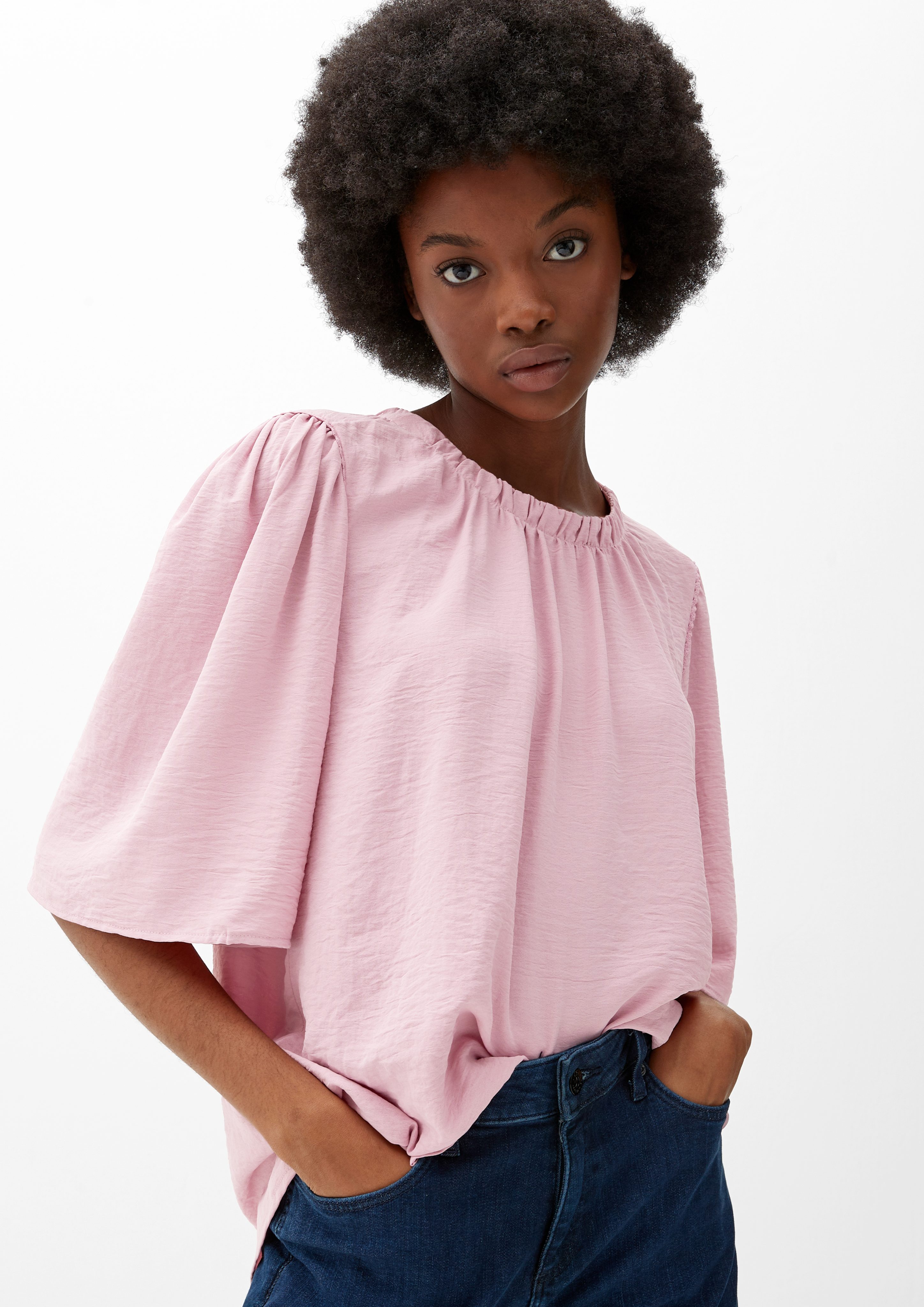 Qs Langarmbluse Bluse Mit Raffungen Raffung Zierborte