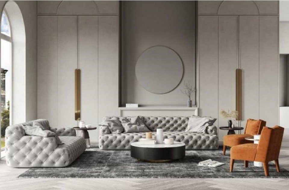 Jvmoebel Sofa Graue Polster Sofagarnitur 32 Sitzer Sofa Chesterfield