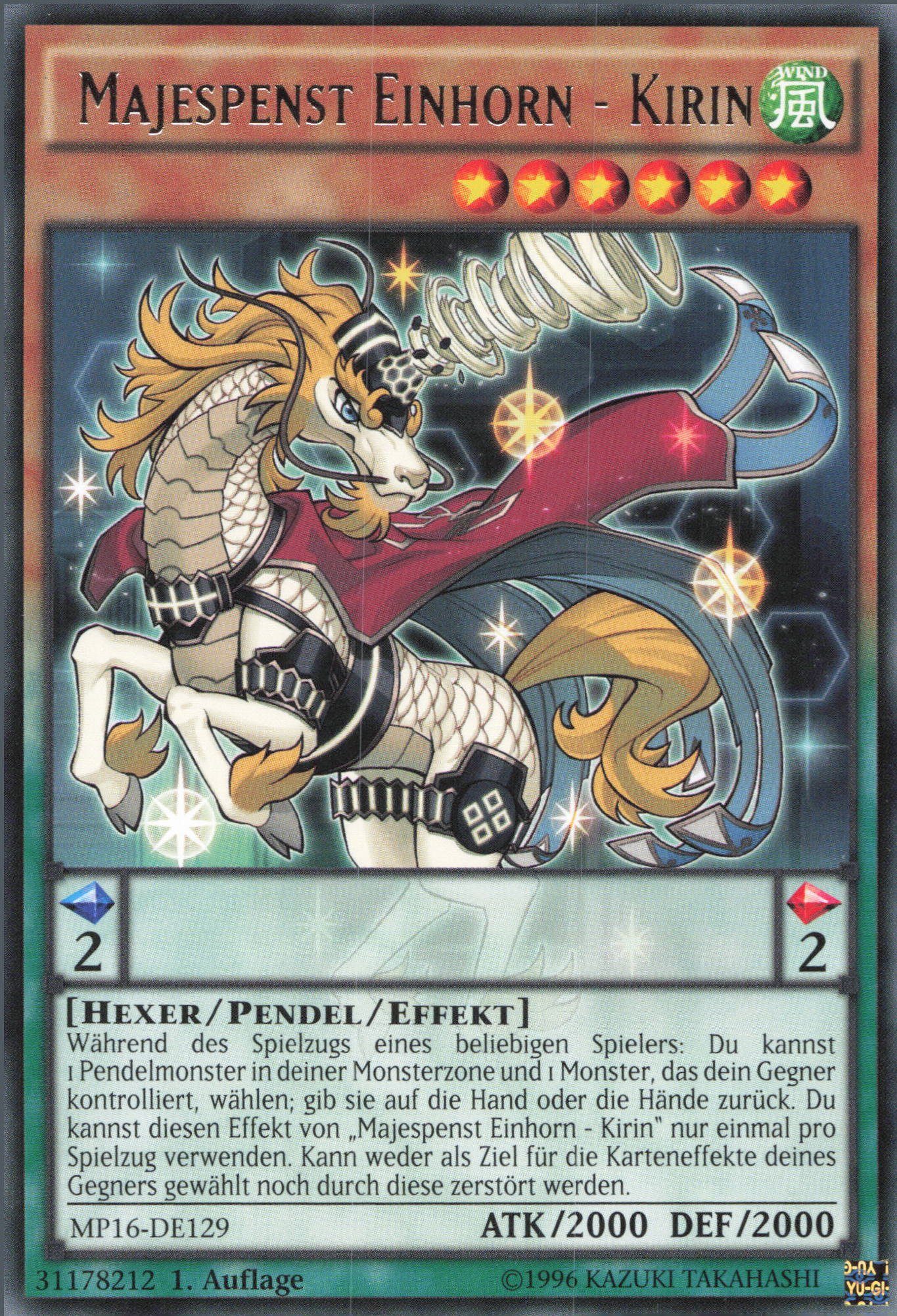 ReCollectibles Sammelkarte YuGiOh Karte Majespenst Einhorn - Kirin deutsch, Yu-Gi-Oh! Karte MP16 ...