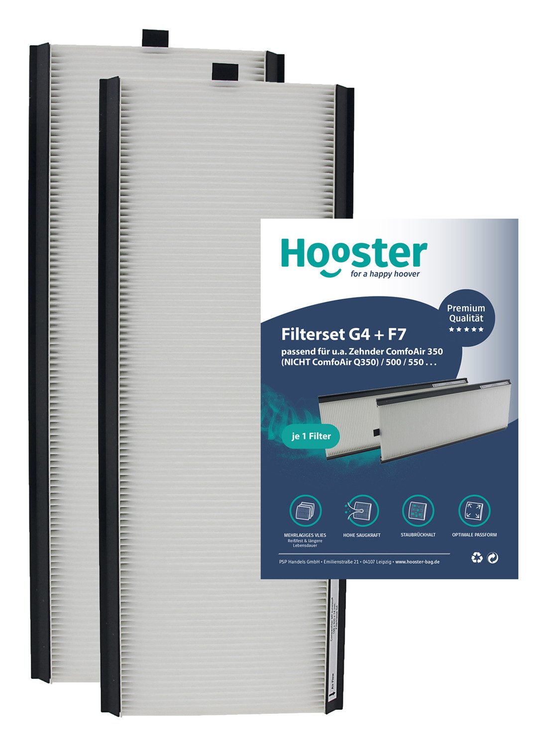Hooster Luftfilter 1 Filterset passend für Zehnder ComfoAir 350, (NICHT ComfoAir Q350) / 500/550 ...